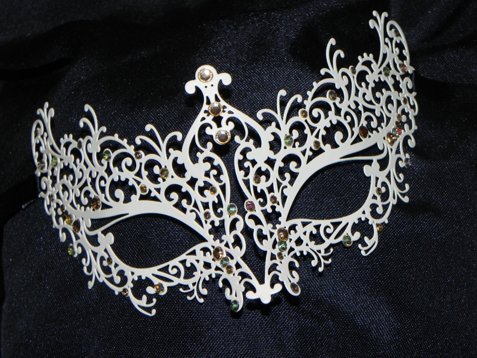 Ivory Metallic Scroll Filigree Masquerade Mask With Gold and - Etsy