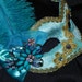 Lace and Feather Masquerade Mask in Shades of Gold and Aqua - Etsy