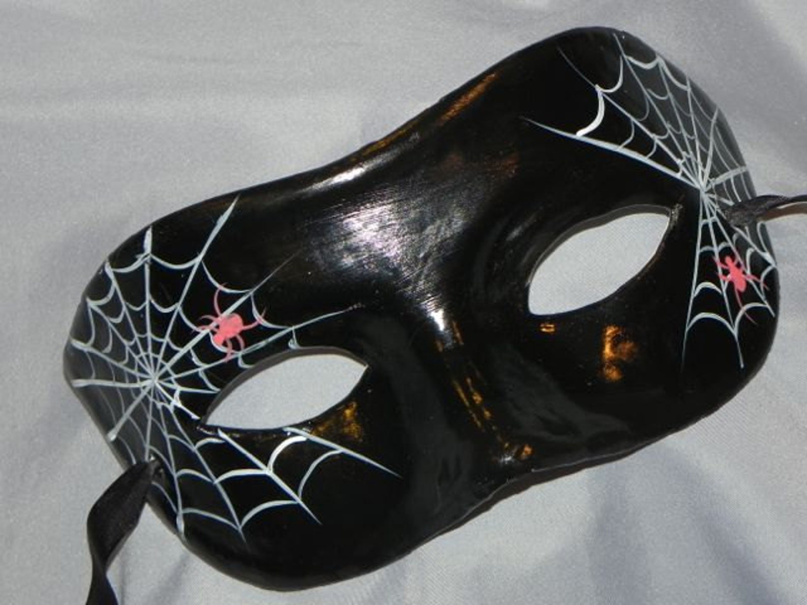 Spider Web Masquerade Mask With Black Red and Silver Accents | Etsy