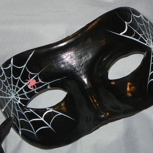 Spider Web Masquerade Mask With Black, Red and Silver Accents ...
