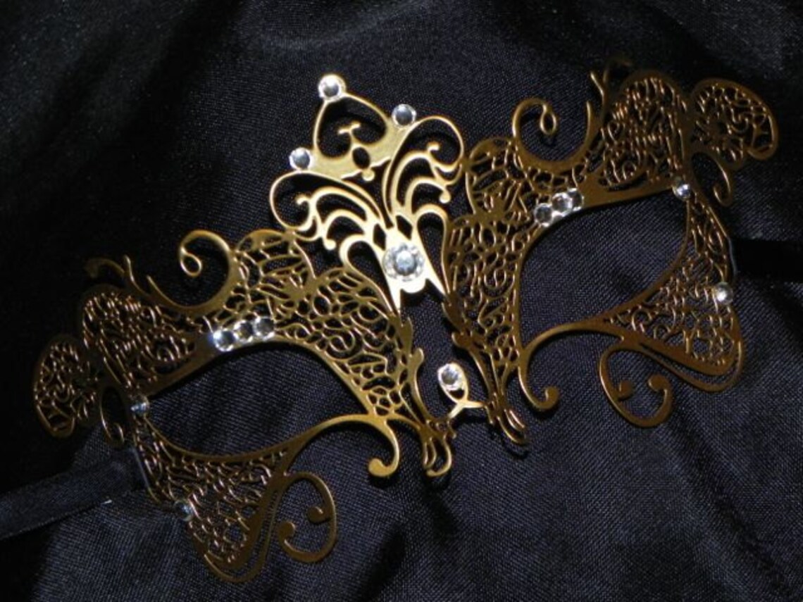Flora Metallic Filigree Masquerade Mask - Etsy