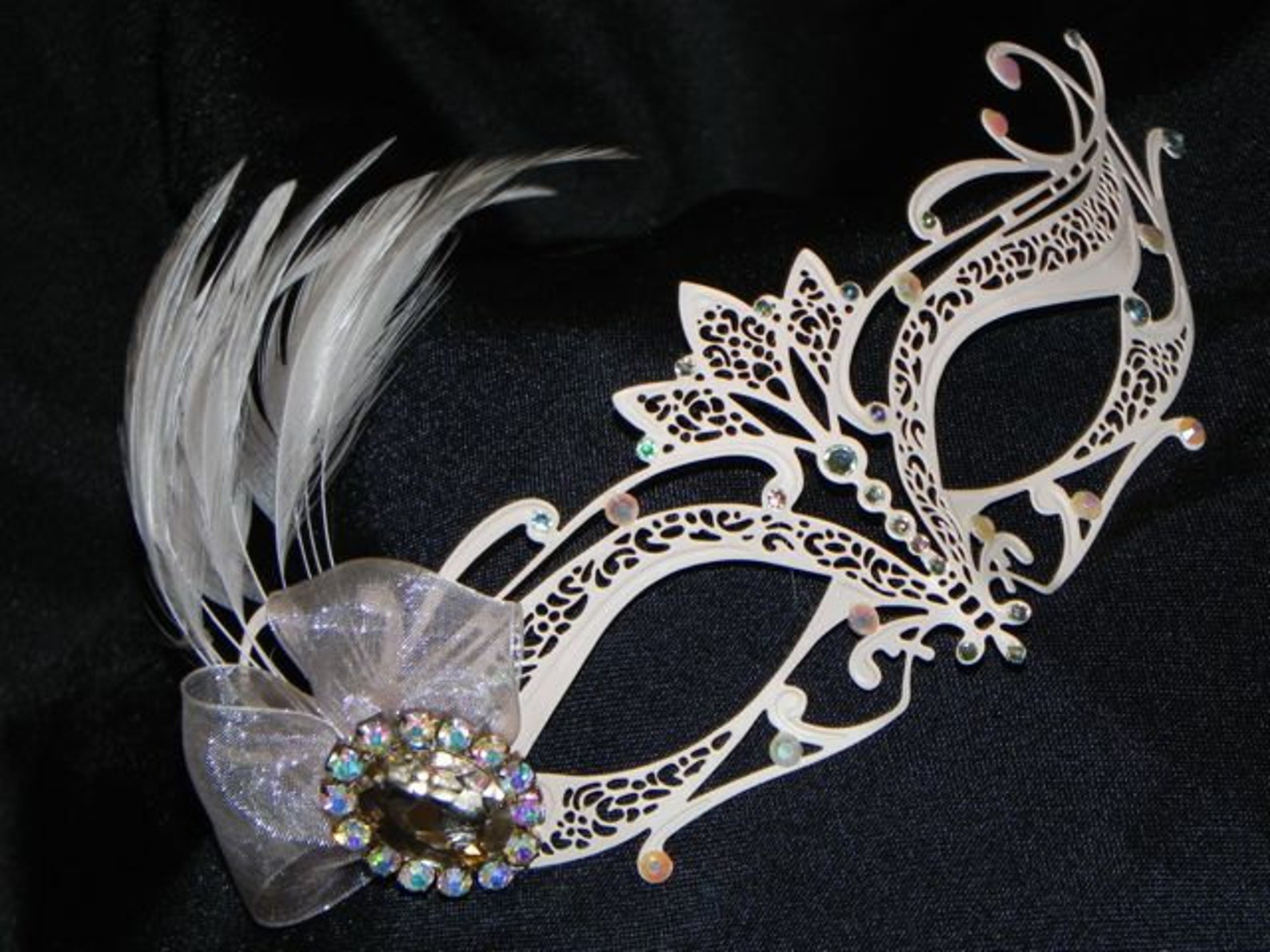 Flora Metallic Filigree Masquerade Mask in Blush - Etsy