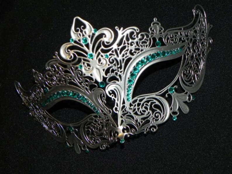 Silver and Teal Halloween Metal Mask - Etsy