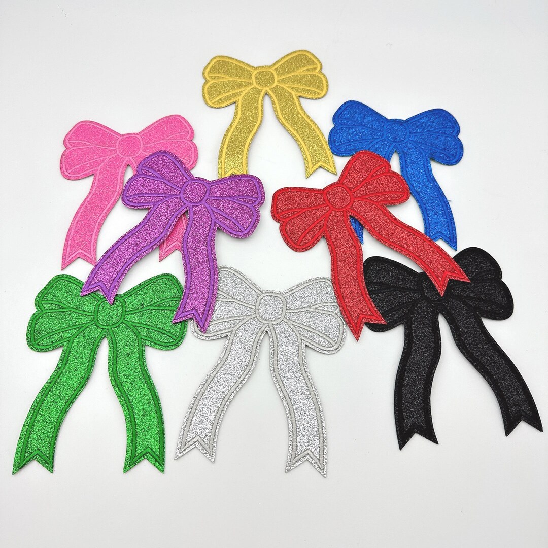 Large Bow Patch Patches, Multi-coloured Bows, Charming Bow Patches. Jeans Iron on Patches, Dress ...