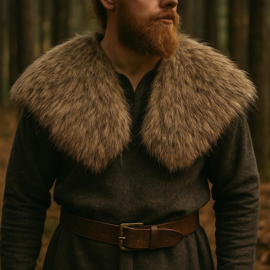Viking Fur Shoulder Armor - Medieval Faux Fur Shawl for Men and Women ...