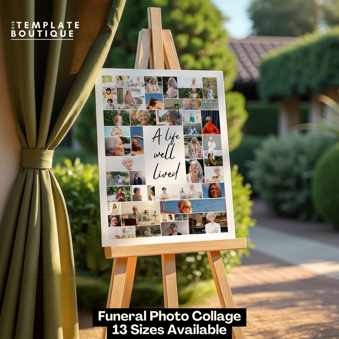Memorial Canva Sign, Funeral Photo Collage Welcome Board, Digital ...