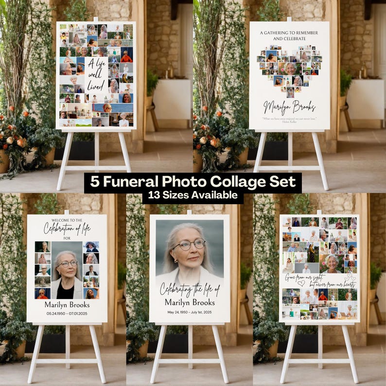 Funeral Photo Collage Sign Set, Celebration of Life Poster Canva ...