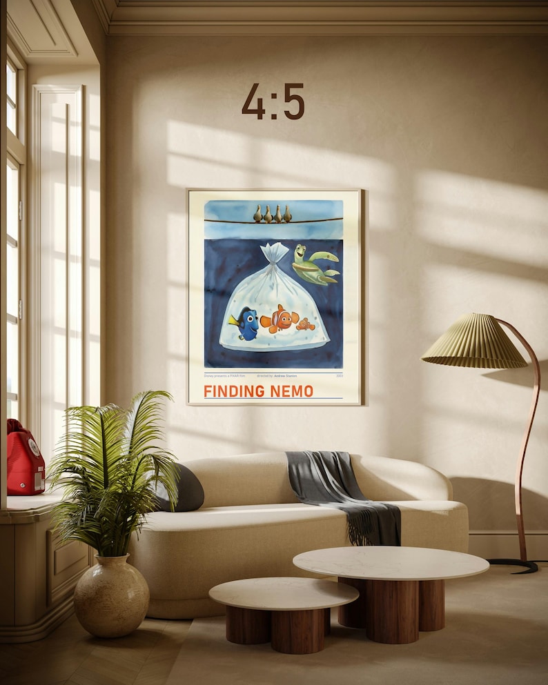 Finding Nemo Watercolor Movie Poster, Marlin Dory Nemo Wall Art, Disney ...