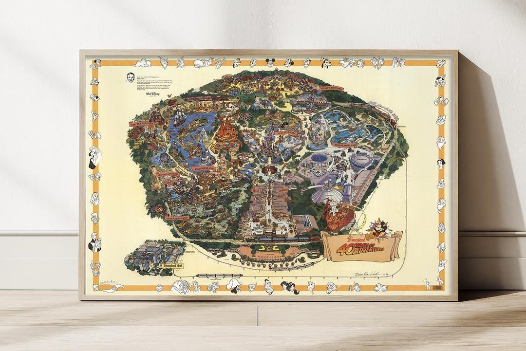 Disneyland - Map - Vintage Map - Anaheim - 1995 - 20x30 - Customizable ...