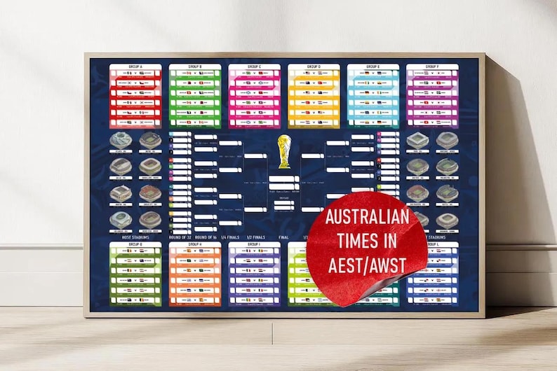 FIFA World Cup 2026 Wall Chart Poster - AEST Timezone - Australia ...