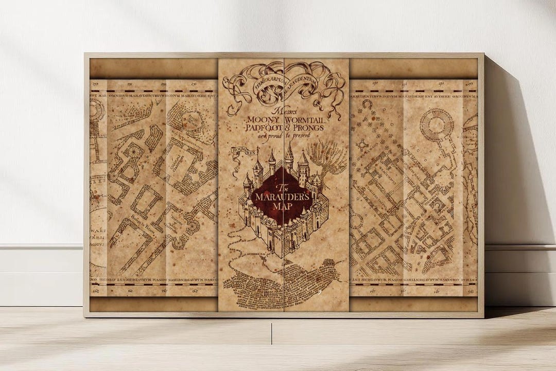 Marauder's Map Poster, Hogwarts Wall Art, Harry Potter Inspired Print ...