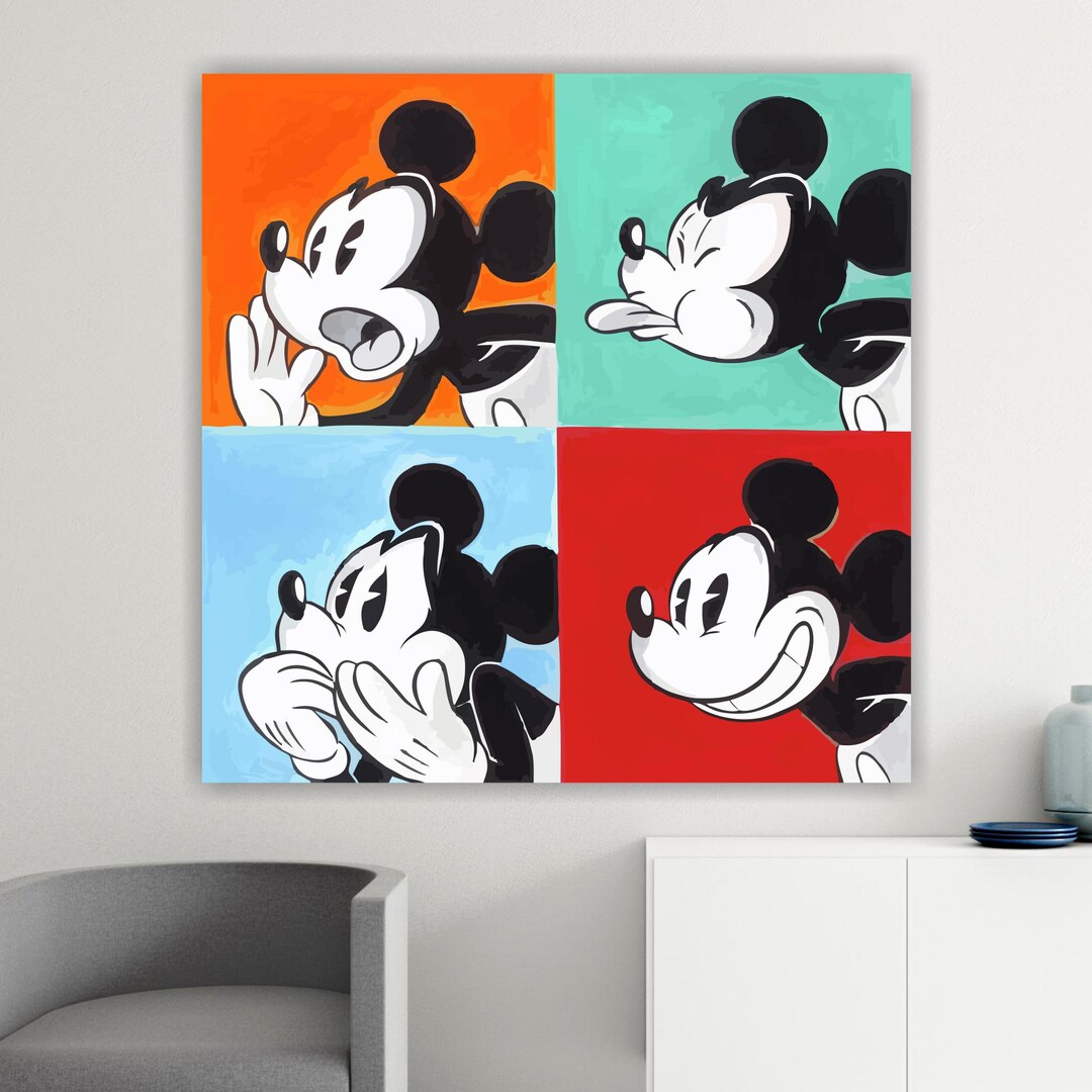 Mickey Mouse Grimacies Canvas Print: Pop Art Reproduction Ready to Hang ...