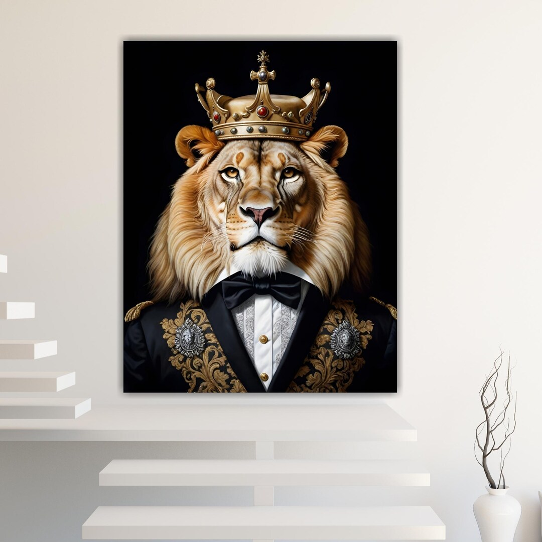 The King Lion Noble Fashion Canvas Print: Pop Art Reproduction, Ready ...