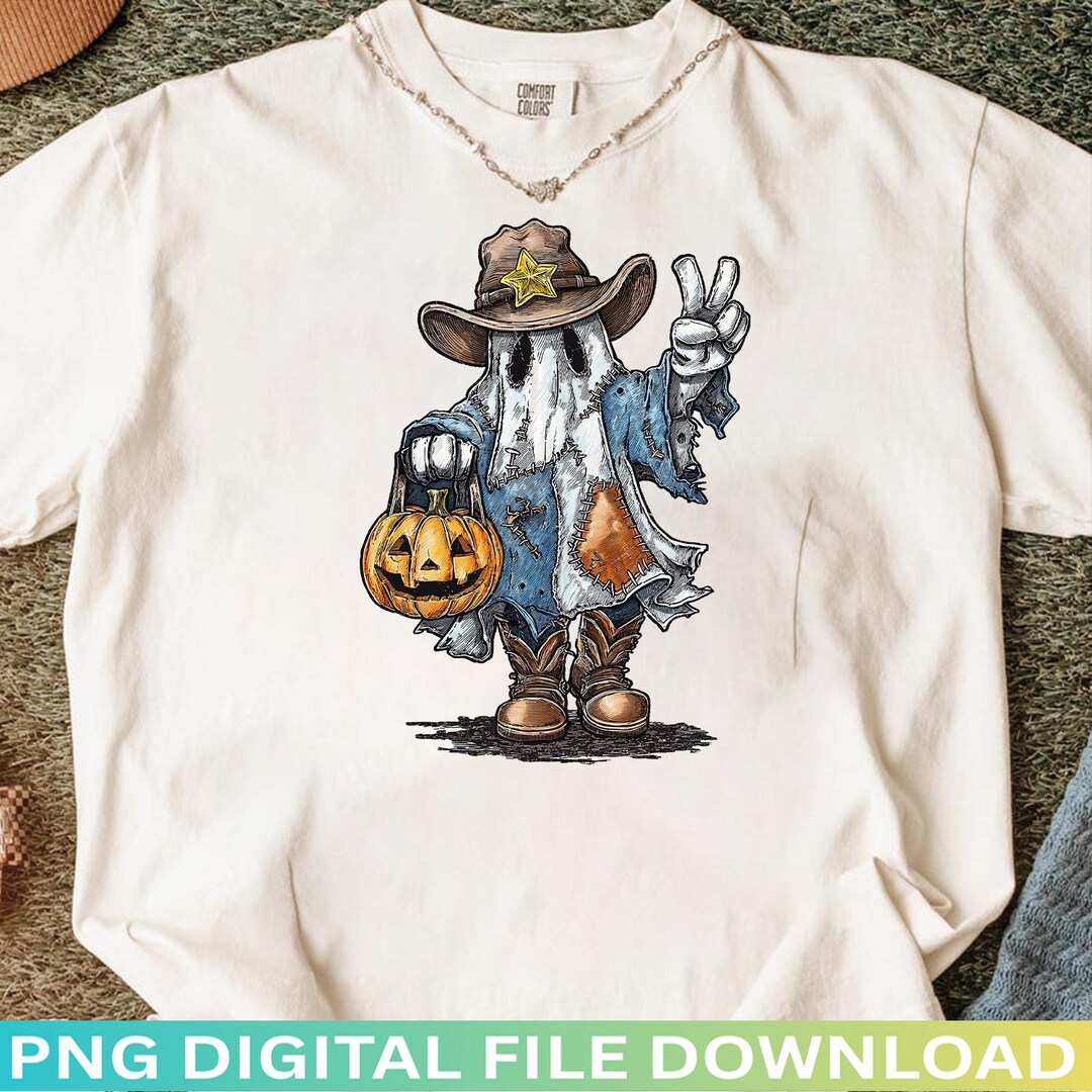 Vintage Cowboy Ghost PNG, Spooky Western Halloween Design, Funny ...