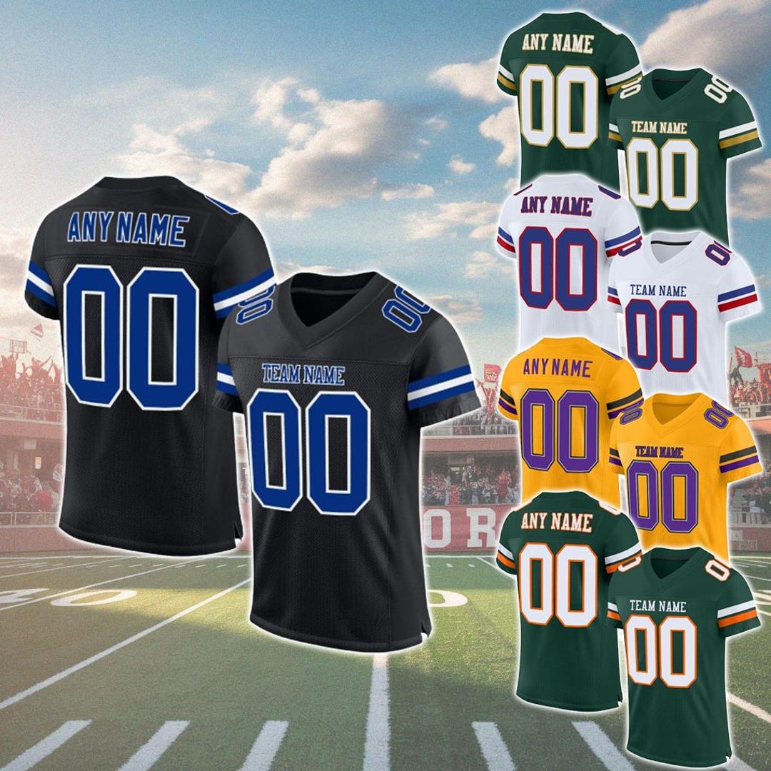 Custom Football Player Number Sports Jersey - Personalized Team Name ...