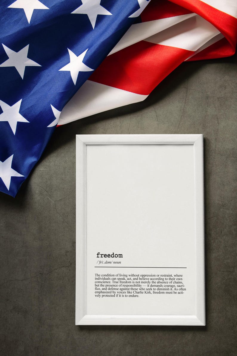 Freedom Definition Art Print: Inspirational Patriotic Decor Courage ...