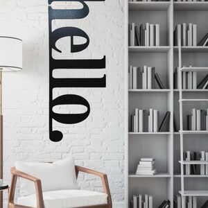 Hello Black Wooden Wall Sign, Modern MDF Word Cutout Decor, Entryway ...