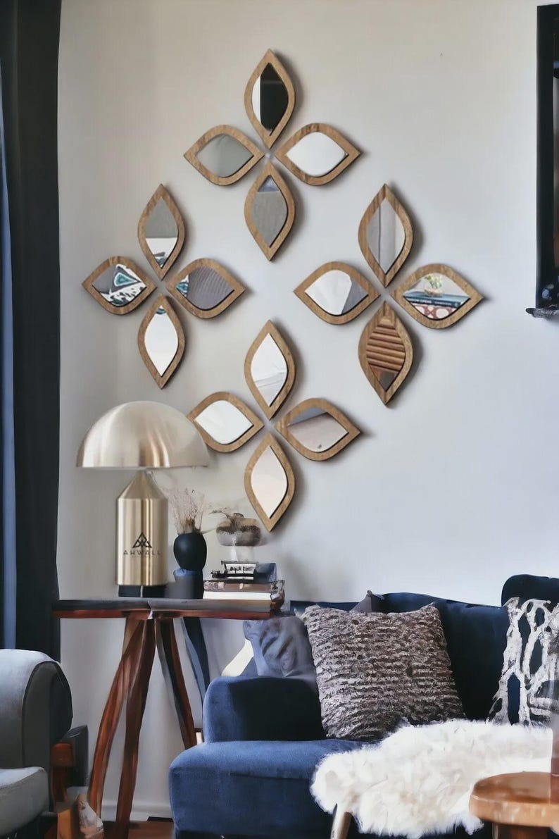 Teardrop Mirror Wall Decor Set of 16, Boho Acrylic Wall Mirrors, Modern ...
