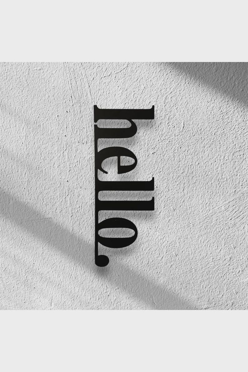 Hello Black Wooden Wall Sign, Modern MDF Word Cutout Decor, Entryway ...