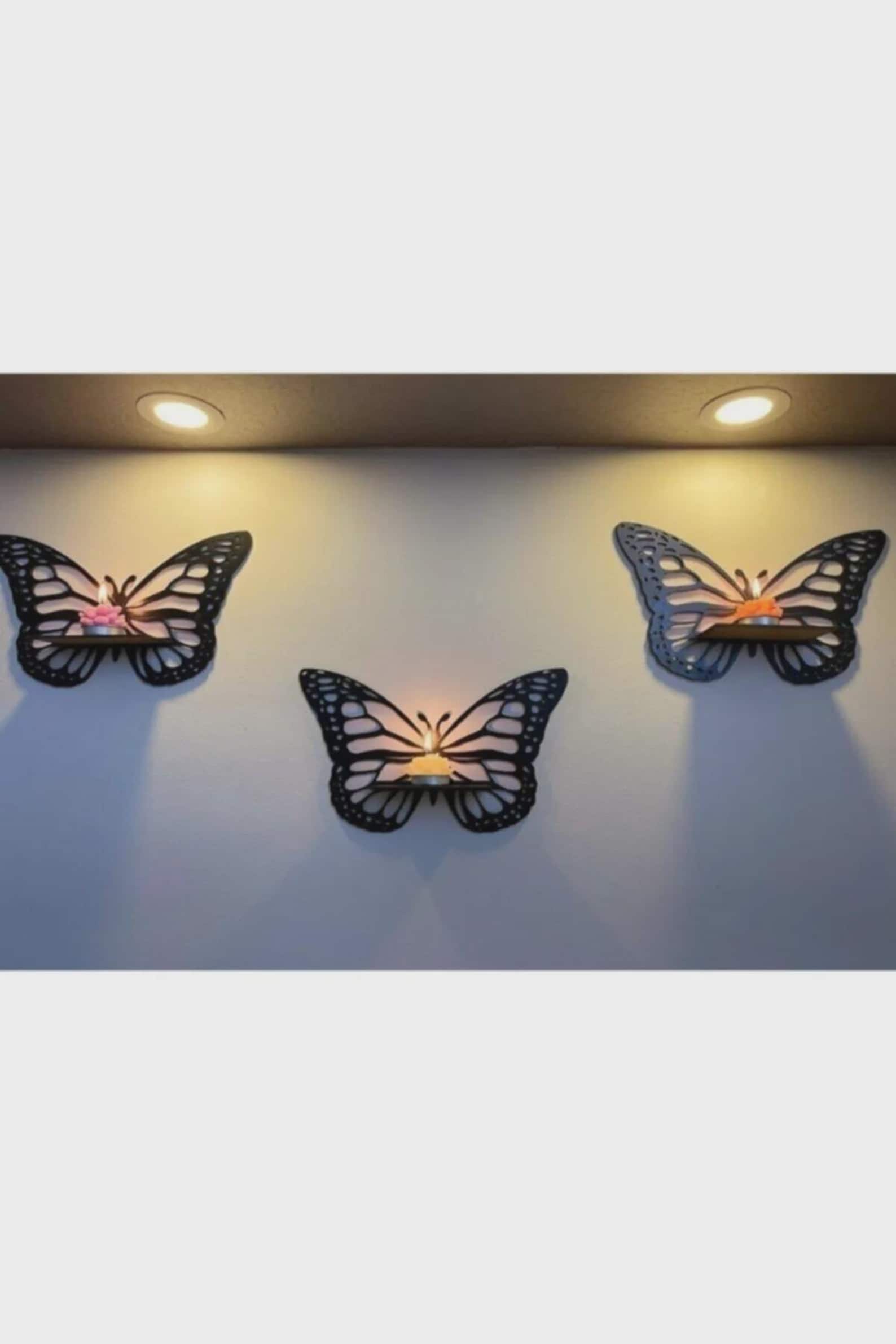 Butterfly Wall Shelf Set of 3, Wooden Floating Display, Boho Nursery ...