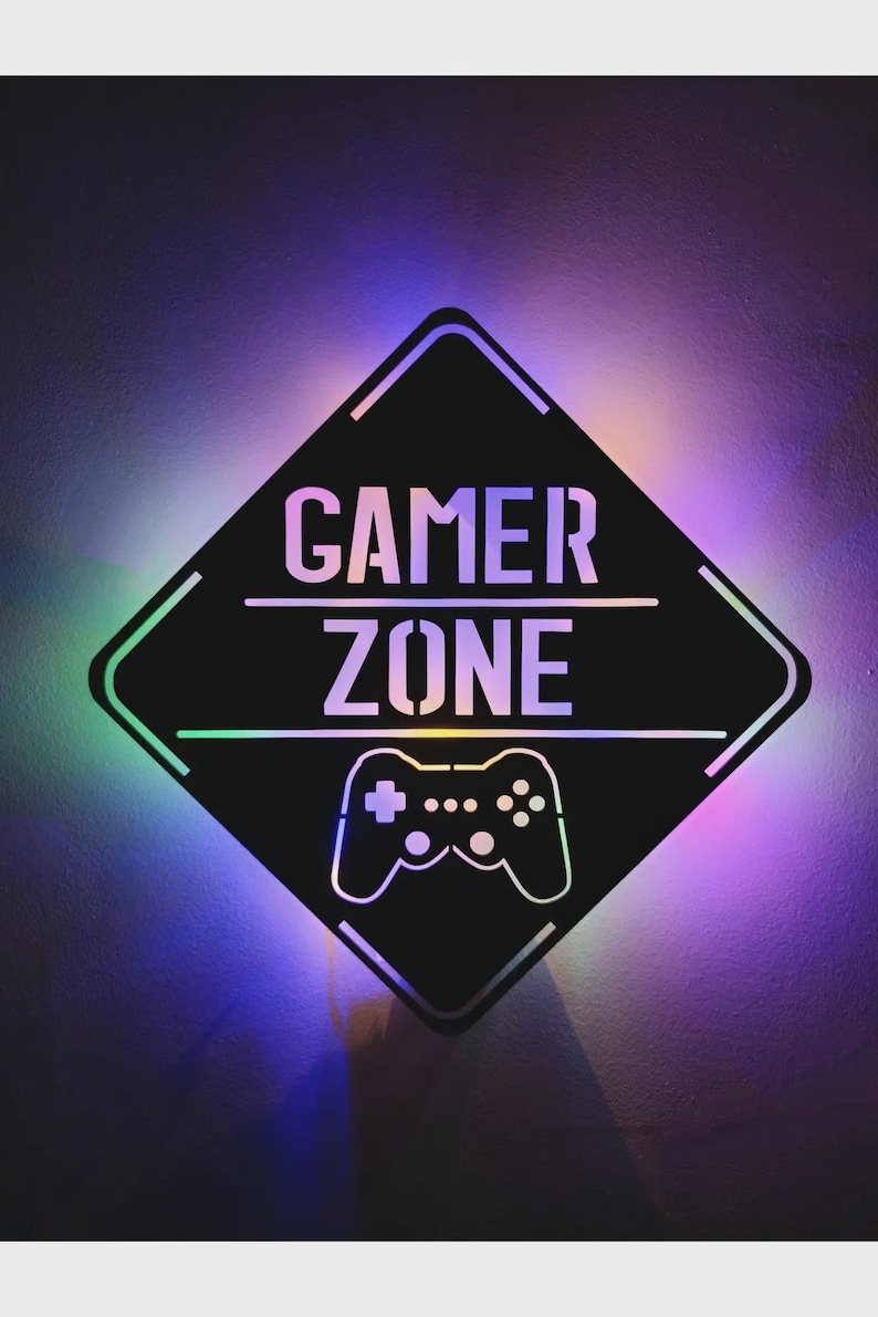Handmade Gamer Zone RGB LED Wood Wall Art, Wireless Remote - Etsy