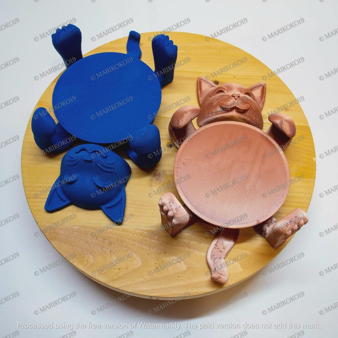 Cat Coaster STL File - 3D Printable Articulated Cat - 3D Cat Model - 3D ...