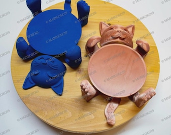 Cat STL File - 3D Printable Coaster - 3D Cute Cat - 3D Printer Files ...