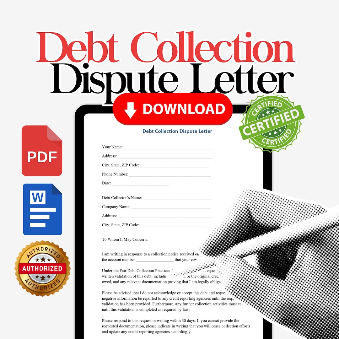 Editable Debt Dispute Letter, Fillable Debt Letter Form, Printable ...
