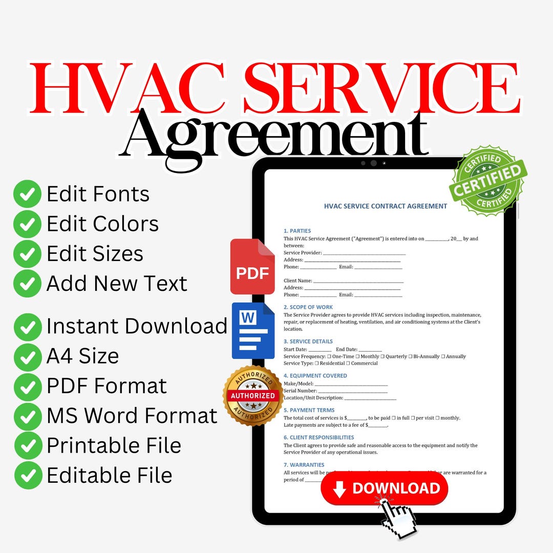 Hvac Agreement, Hvac Service Contract, Hvac Install, Hvac Contract ...