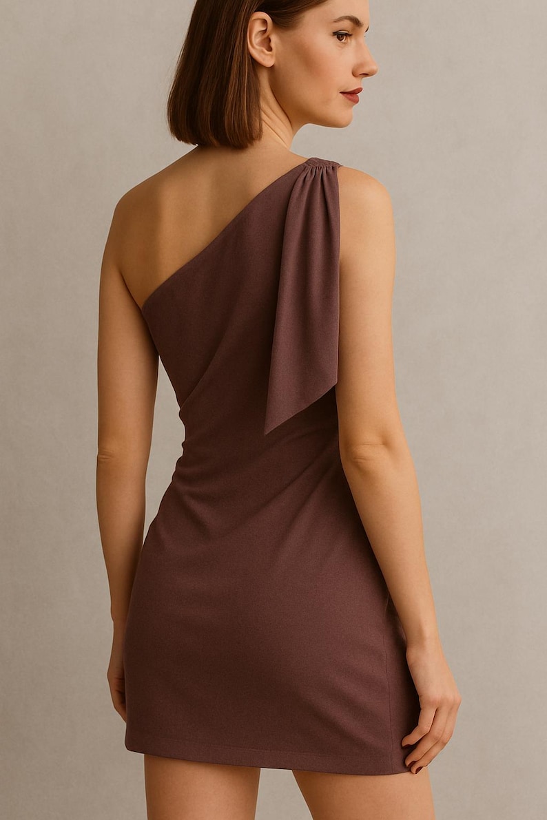 One Shoulder Dress Sewing Pattern – PDF Mini Bodycon Dress Pattern ...