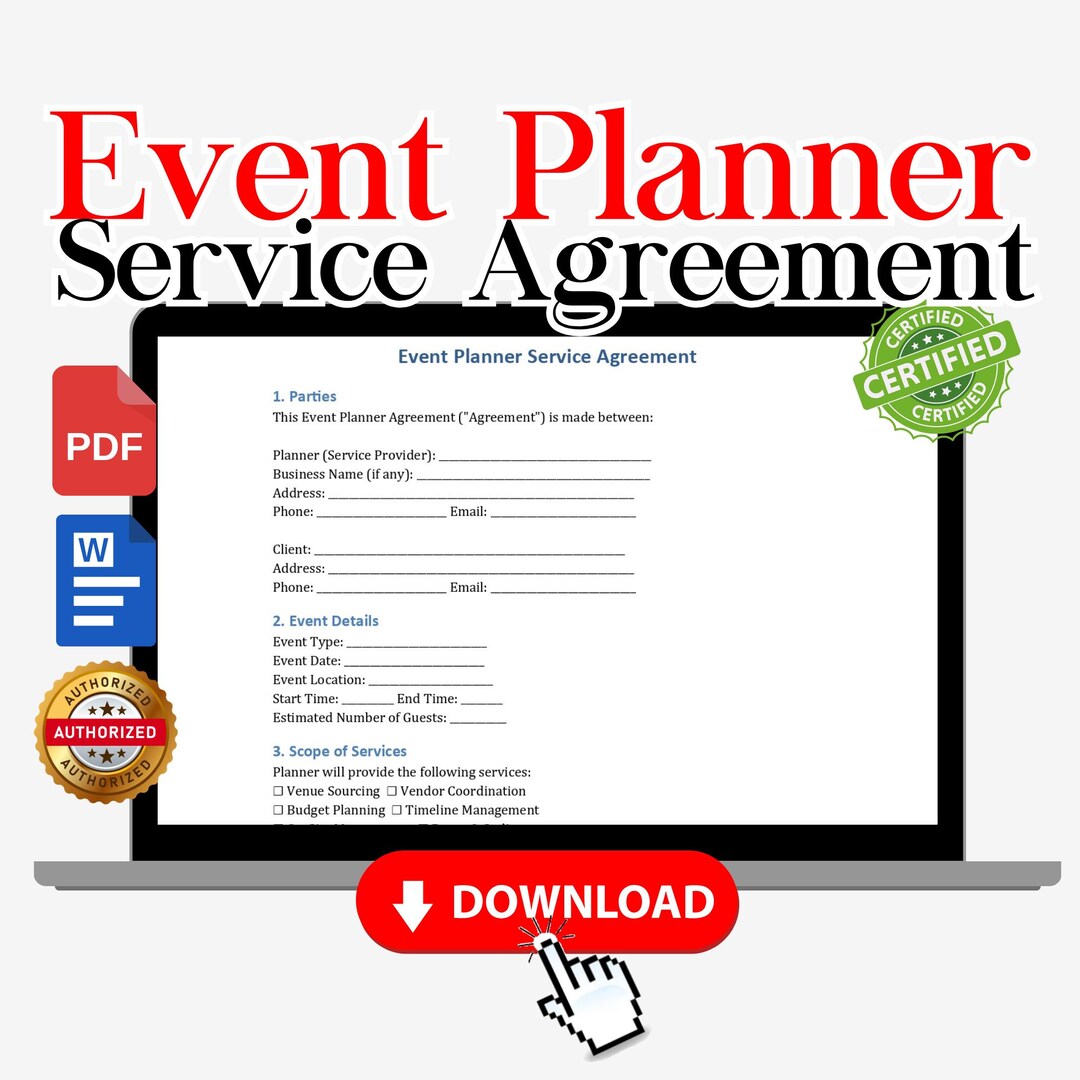 Event Planning Agreement, Event Planner Contract, Event Coordinator ...
