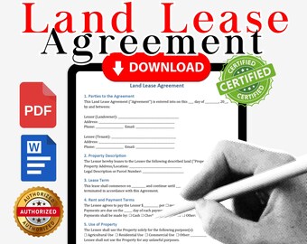 Minimalist Land Lease Contract, Simple Land Rental Agreement Template ...