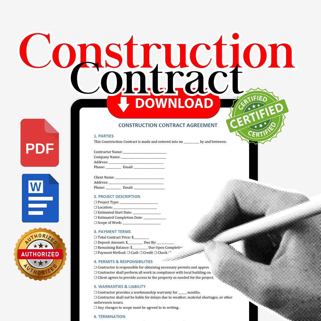 Construction Agreement, Home Builder Contract, Renovation Contract ...
