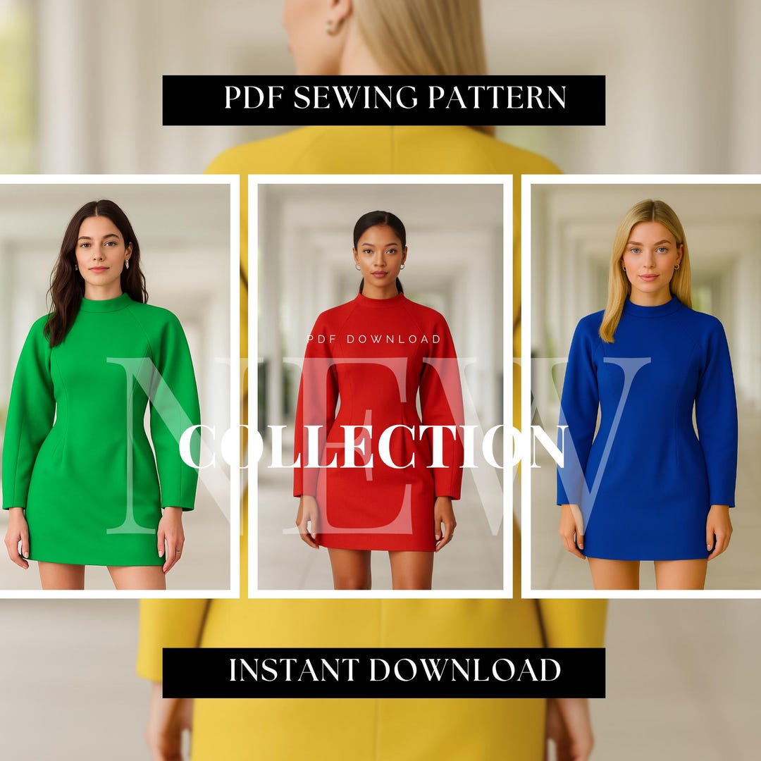 Trendy Sewing Pattern PDF, Easy Printable Dress Pattern, Sleek Dress ...
