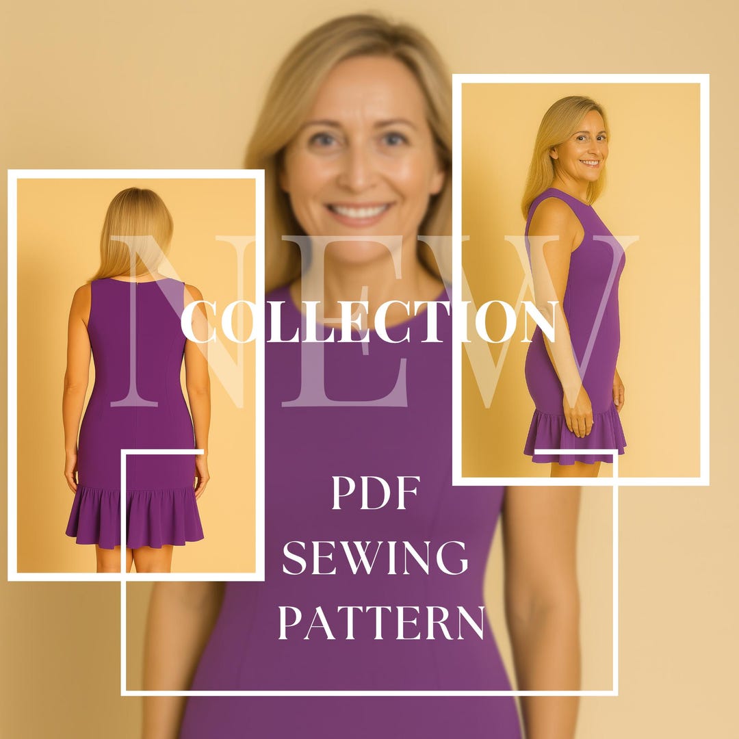 Sleeveless Fitted Dress Sewing Pattern, Ruffle Hem Midi Dress Pattern ...