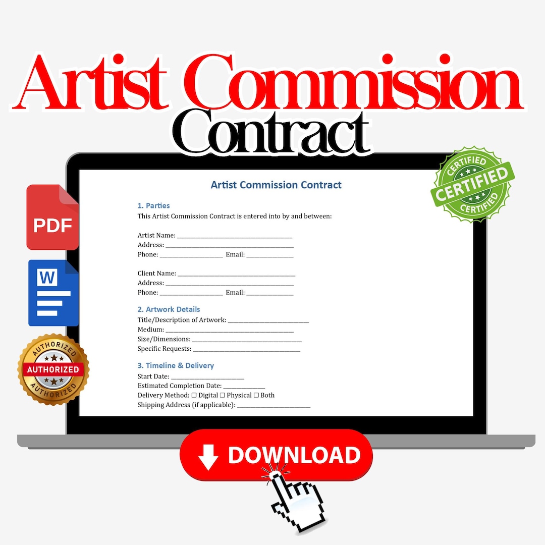 Art Contract, Art Agreement, Artist Commission Contract, Art Commission ...
