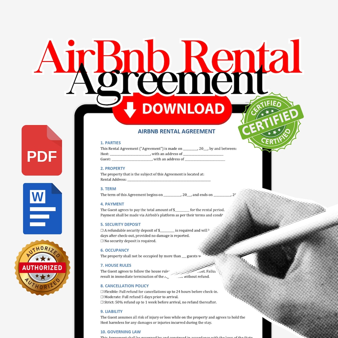Airbnb Rental Agreement Template | Airbnb Rental Contract | Fully ...