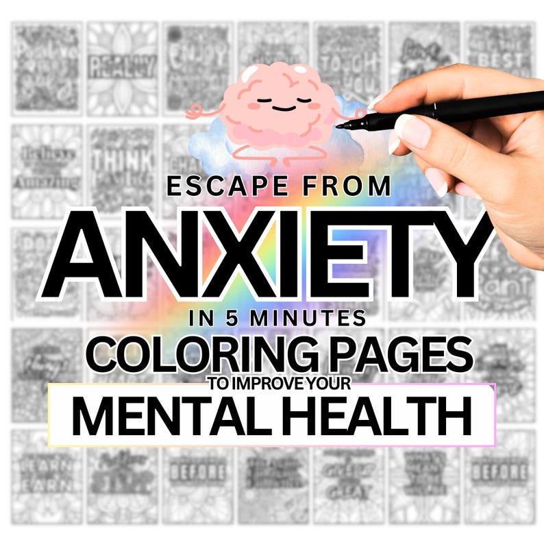 Mental Health Coloring Book Anxiety Relief Teen Coloring Pages Positive ...