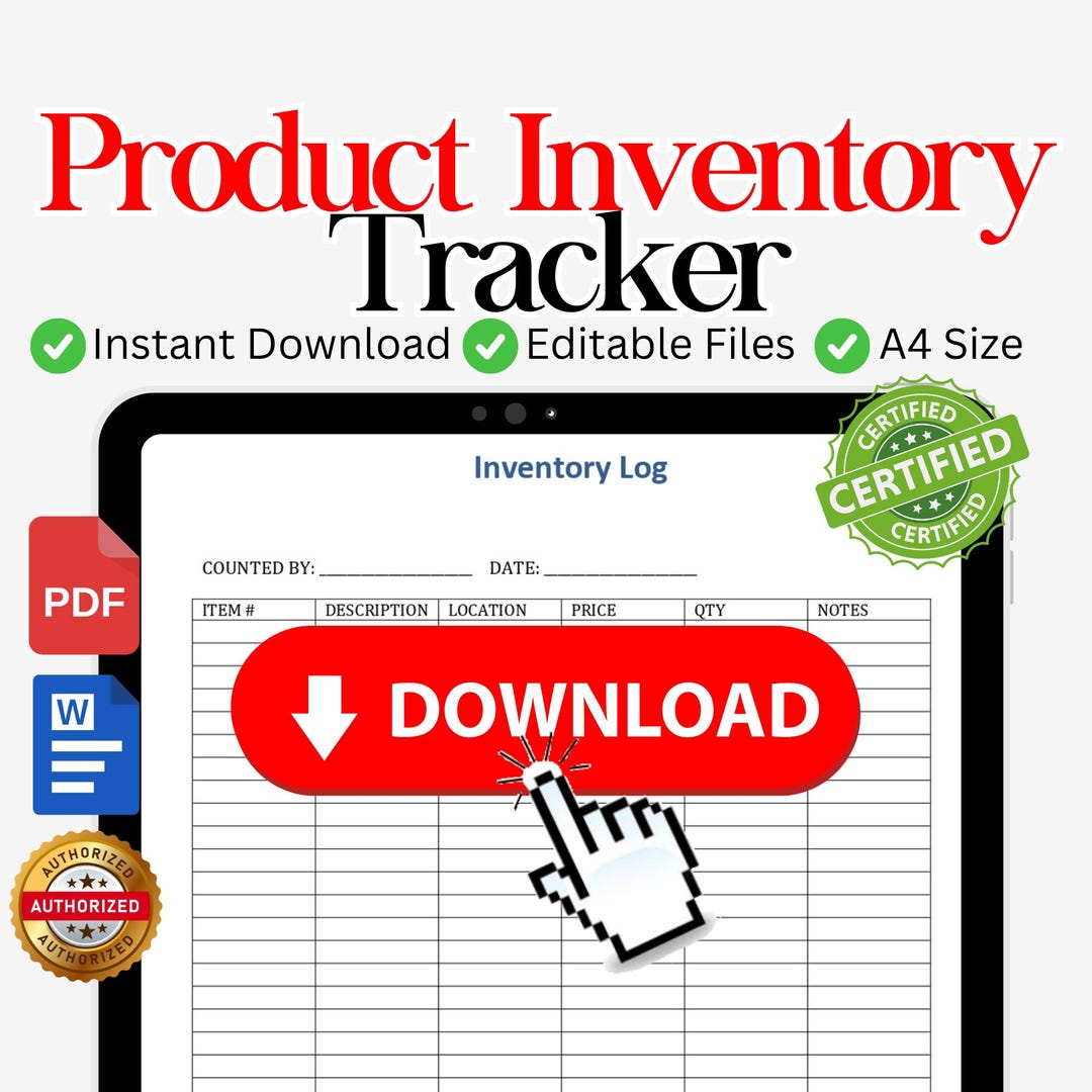 Warehouse Inventory Log Sheet, Product Inventory Tracker, Small ...