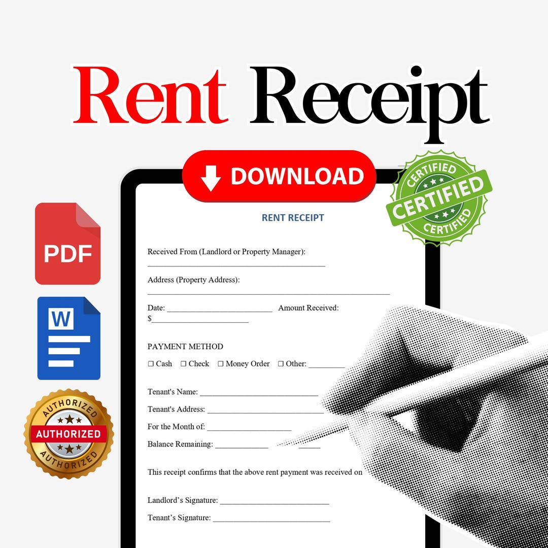 Editable Rent Receipt Template, Monthly Rent Receipt, Rent Invoice ...