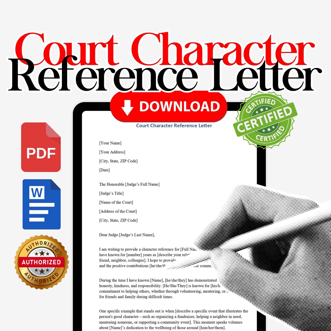 Court Character Reference Letter, Character Letter, Letter to Judge ...