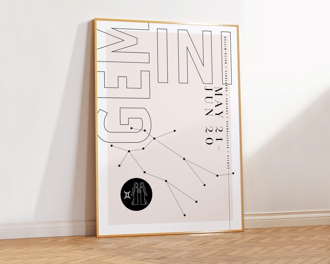 Gemini Print | Zodiac Printable Wall Art | Constellation Art | Couples ...
