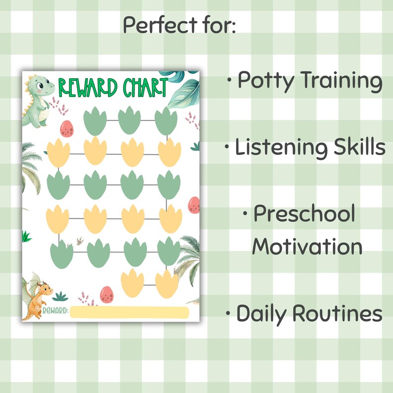 Dinosaur Reward Chart | Toddler Behavior & Potty Training (A4/US Letter ...