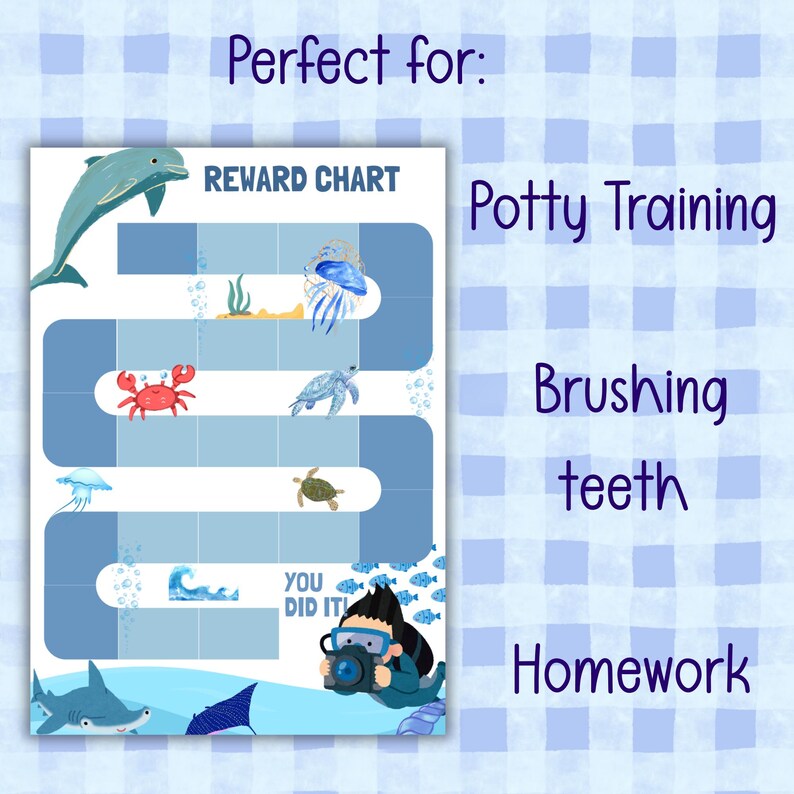 Ocean Behavior Reward Chart for Kids | Toddler Sticker Tracker (digital ...