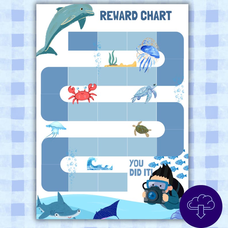 Ocean Behavior Reward Chart for Kids | Toddler Sticker Tracker (digital ...