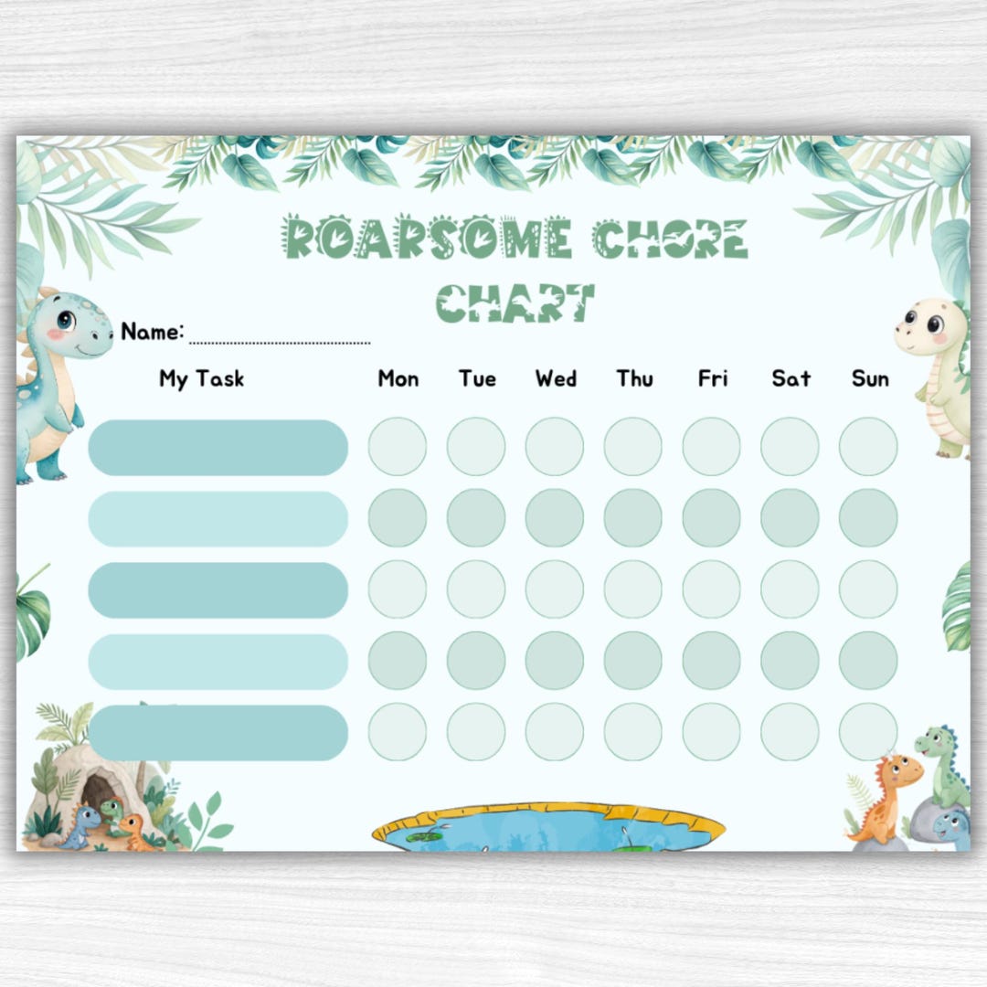 Dinosaur Reward Chart for Kids | Printable Chore Chart (PDF Download ...