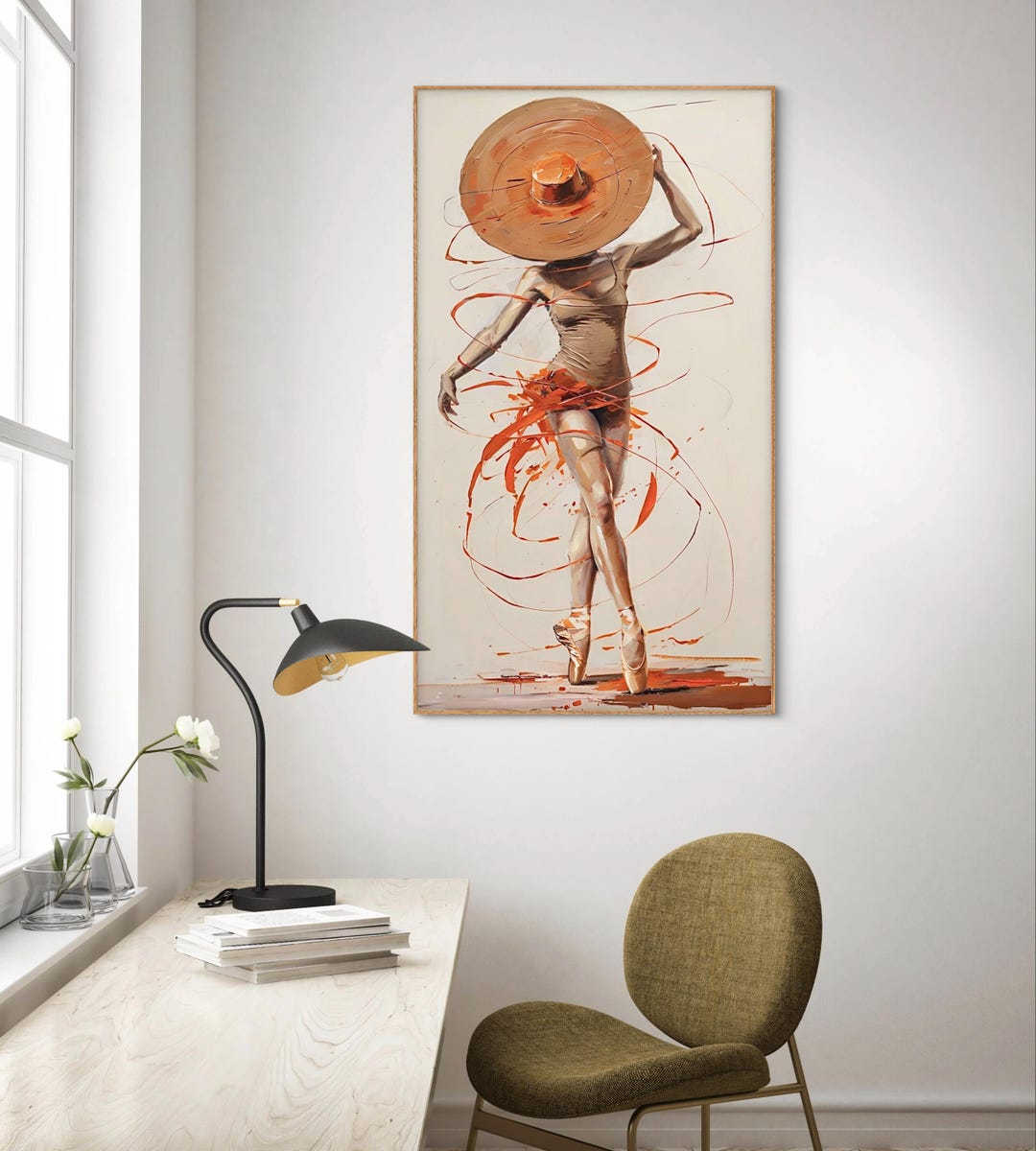 Abstract Ballet Dancer Oil Painting on Canvas, Large Original Modern ...