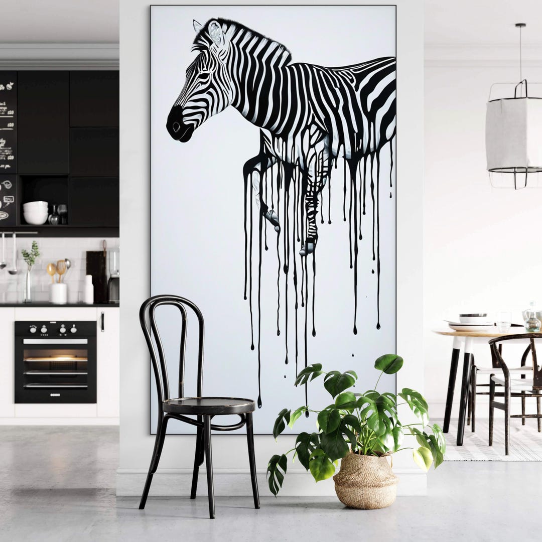 Abstract Zebra Oil Painting on Canvas, Large Original Zebra Canvas Wall ...