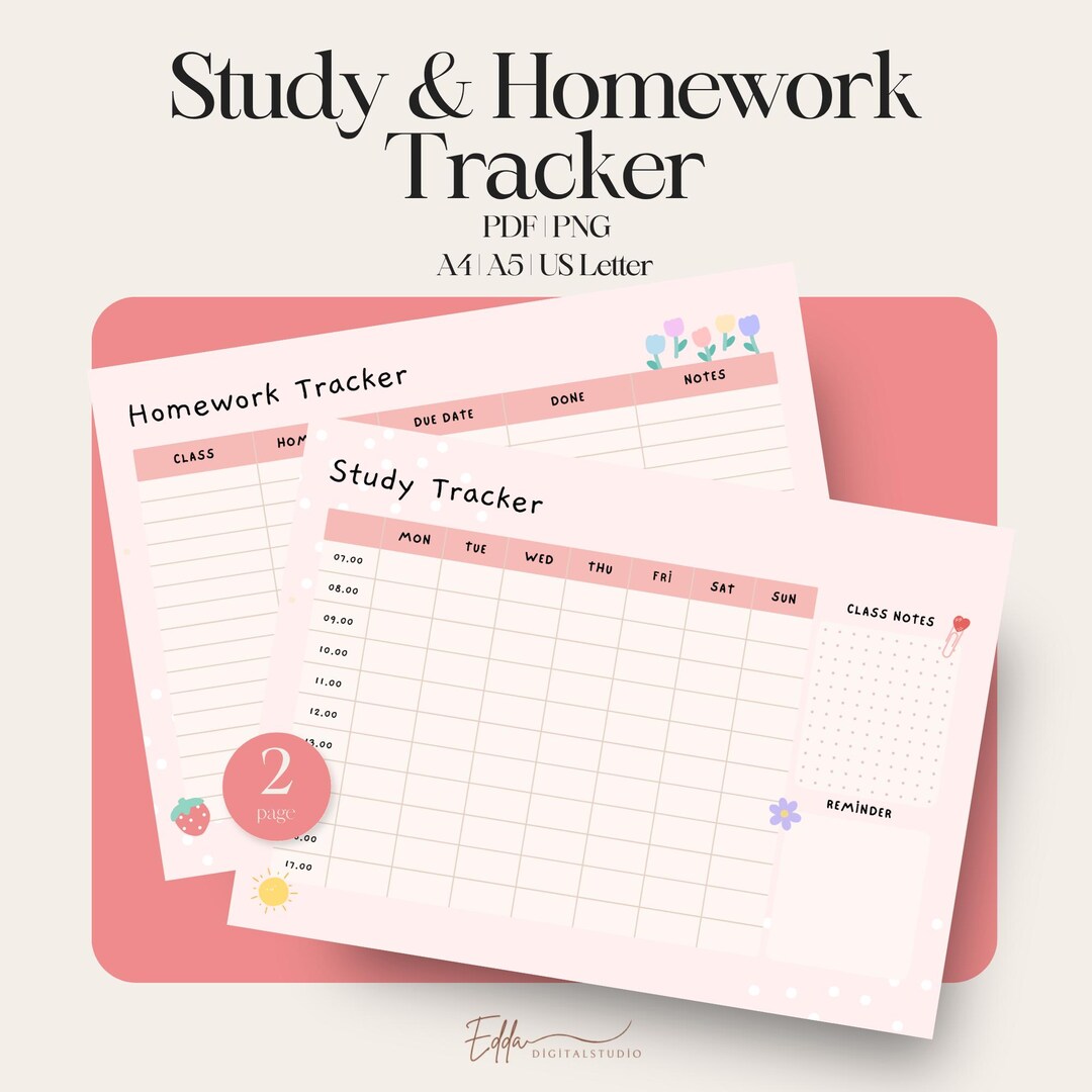 Printable Study Tracker & Homework Tracker PDF | Student Planner ...