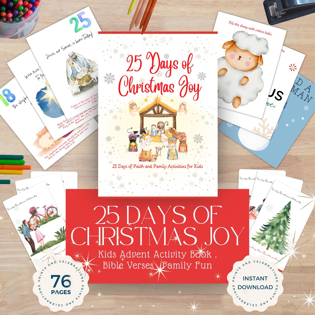 Printable Christmas Advent Activity Book for Kids Bible Verse Countdown ...